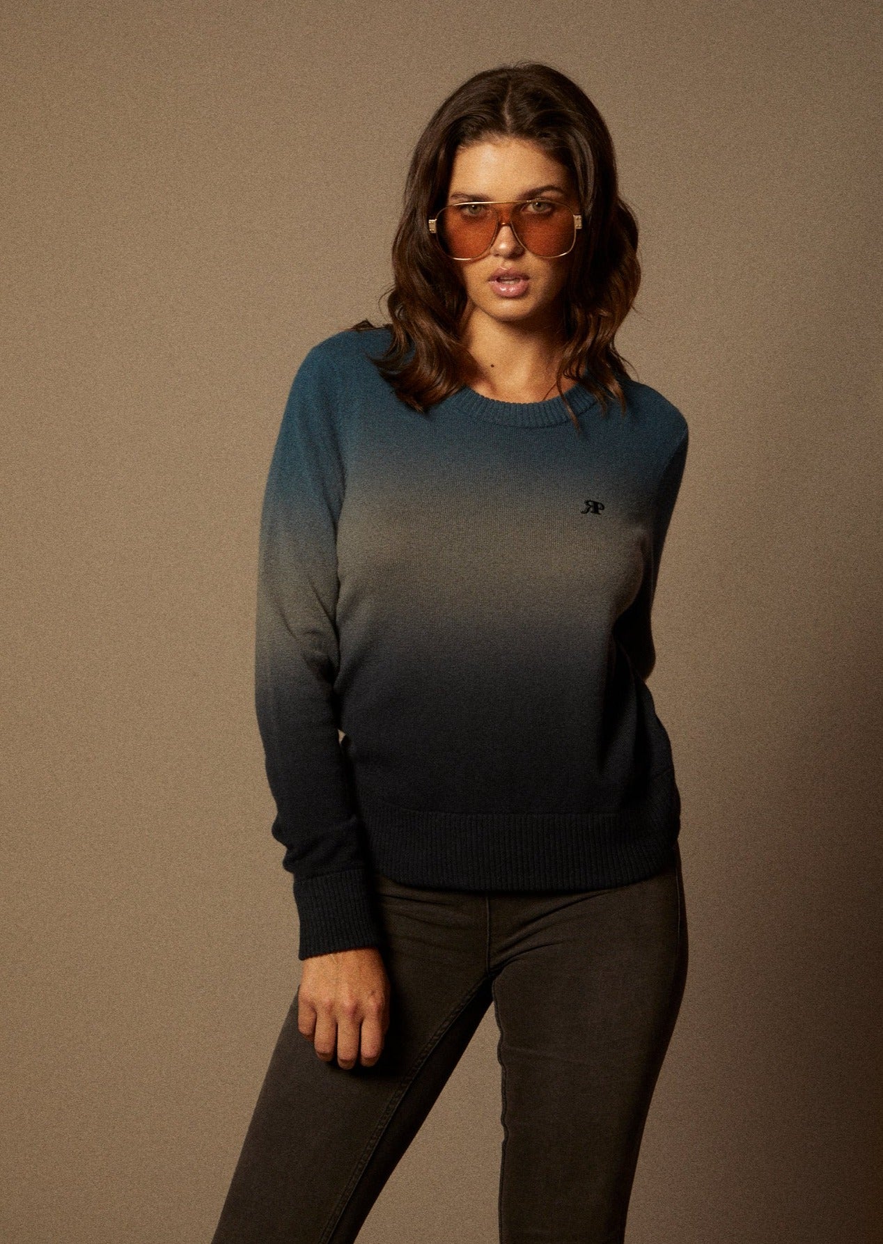 The Mimi Cashmere Sweater in Midnight Fade Ombre Dye – ROYAL PALMS love ...
